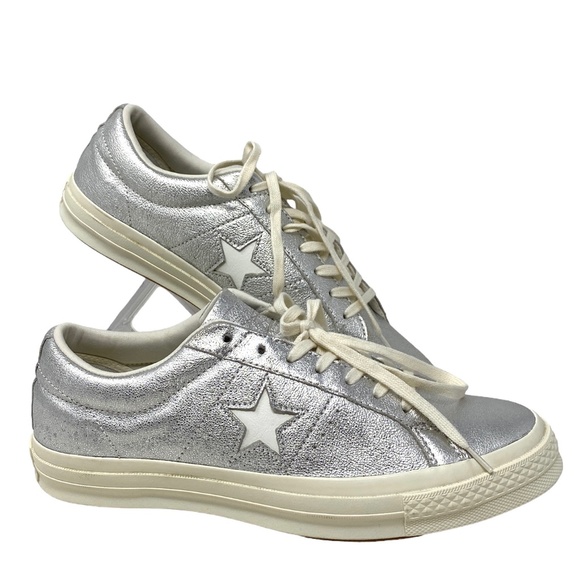 Converse | Shoes | Converse One Star Pro Ox Low Top Silver Men Leather ...